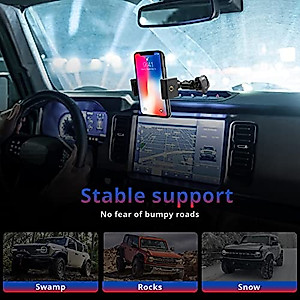 KINIDAS Cell Phone Holder for Ford Bronco Accessories 2021 2022 (Bumpy Roads Friendly) Mounted on The Dashboard Compatible with All iPhone & Android Cell Phones(7" Short Arm)