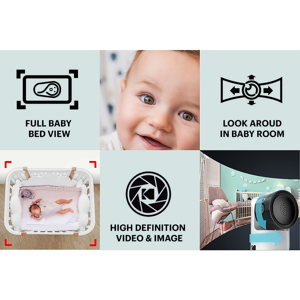 KODAK Cherish C525P Smart Video Baby Monitor, Video for Clear and Confident Check-Ins, User-Friendly Setup and Use and Battery-Life Lasting Through Naptimes or The Whole Night