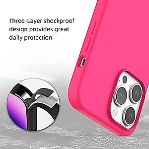 K TOMOTO Compatible with iPhone 14 Pro Max Case for Women, [Drop Protection] [Anti-Fingerprint] [Anti-Scratch] Shockproof Soft-Touch Silicone Phone Case for iPhone 14 Pro Max 6.7", Hot Pink