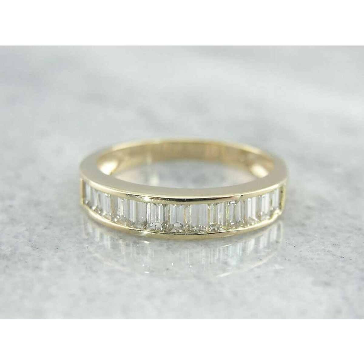 1 Ct Baguette Diamond Channel Set Wedding Engagement Band Ring 14K Yellow Gold Finish 925 Sterling Silver Handmade Gorgeous Stacking Matching Gift For Her