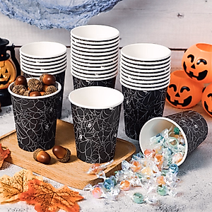 ATFUNSHOP Halloween Disposable Cups 30PCS Spiders Web Party Paper Cups 9OZ