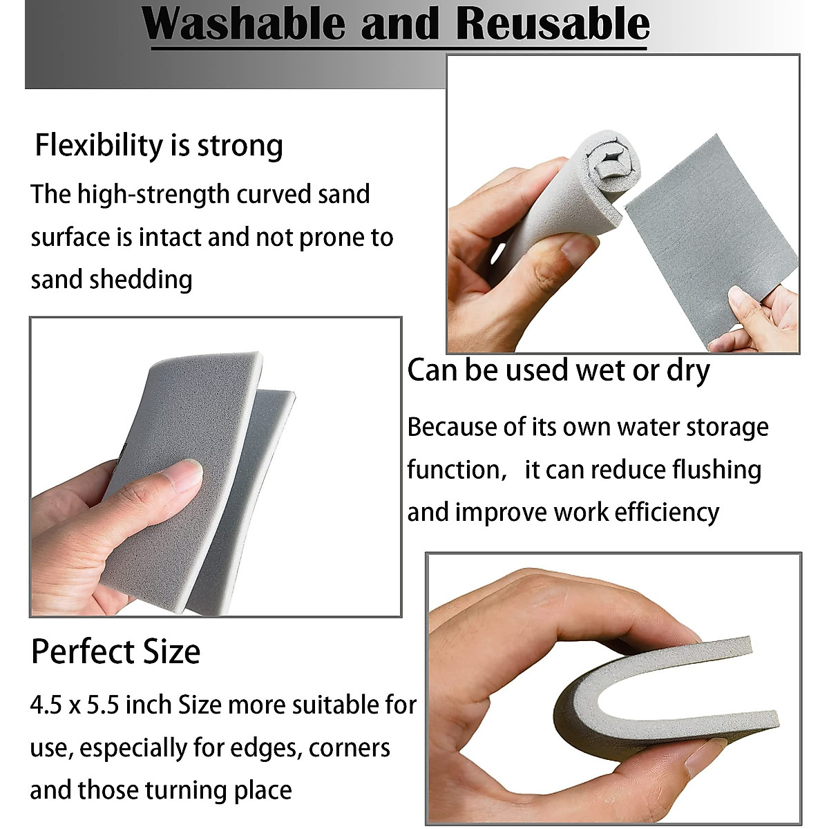 10 PCS 4 1/2 x 5 1/2 in Softback Sanding Sponge - 400 600 1000 2000 3000 Grits, Fine Grit, Fast Cutting, Flexible Soft Foam Hand Sanding Block for Model Drywall Metal Wood Furniture Polishing