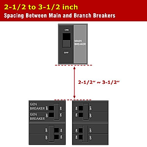 Generator Interlock Kit Compatible with General Electric Vertical Main 150 or 200 amp Break. 2 1/2 to 3 1/2 inches Spacing Between Main and Branch Breaker, Professional and Interlock Kit