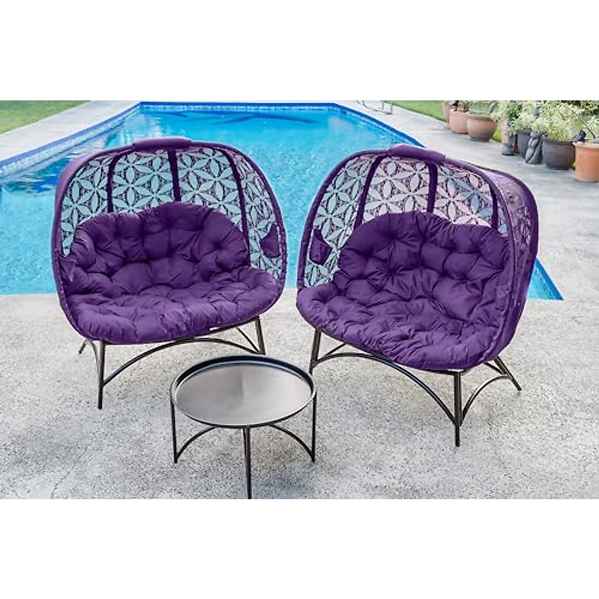 FlowerHouse FHPC400-FOL-SET Cozy Pumpkin Loveseat Flower of Life Conversation Set, Purple