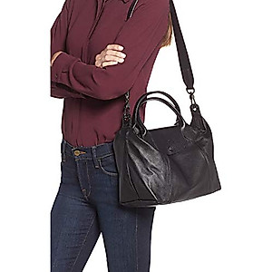 LongChamp Women's Le Pliage Black Leather Top Handle Leather Tote Handbag Medium