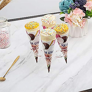 2 Pack Acrylic Ice Cream Cone Holder Stand Clear Cotton Candy Stand Display Mini Waffle Cone Displaying Stand Cupcake Cone Holder for Weddings Baby Showers Birthday Party Anniversaries Decor (8 Hole)