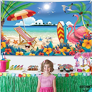 KatchOn, XtraLarge Beach Photo Backdrop - 72x44 Inch | Summer Backdrop for Beach Party Decorations | Beach Backdrop, Hawaiian Beach Theme Party Decorations | Summer Banner for Summer Party Decorations