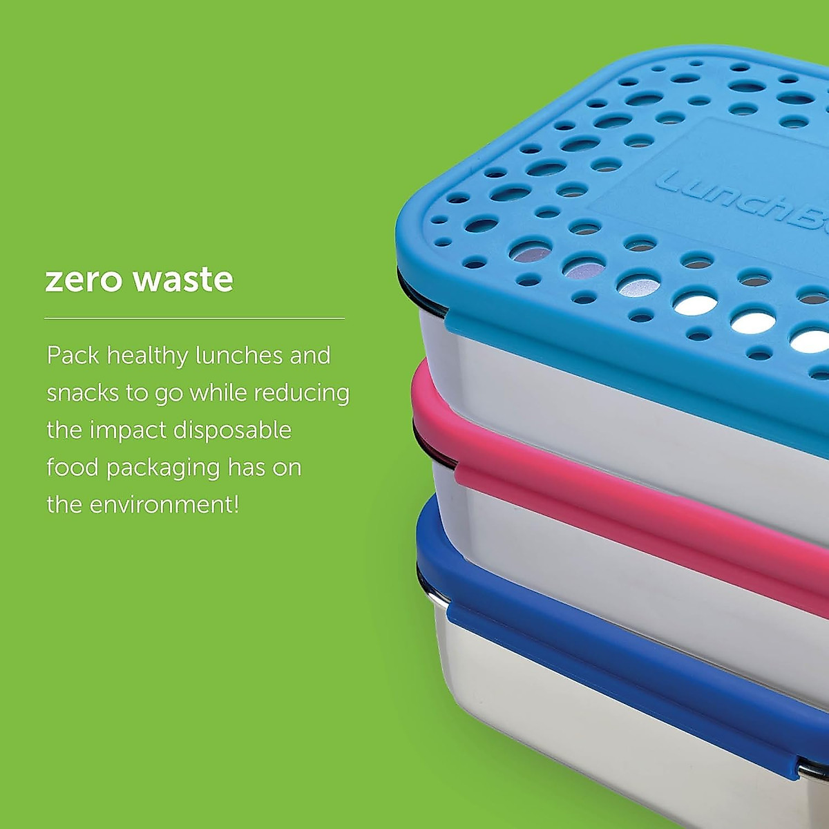 LunchBots Medium Uno Stainless Steel Sandwich Container - Open Design for Wraps - Salads or a Small Meal - Eco-Friendly - Dishwasher Safe and BPA-Free - Green Dots