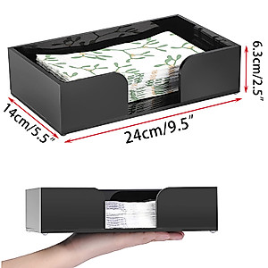 Sumnacon Bathroom Guest Towel Holder - Rectangle Acrylic Napkin Holder for Guest Hand Towels Paper Napkins, Decorative Napkin Holder Tray for Bathroom Vanity Toilet Tank Table Kitchen Countertop,Black