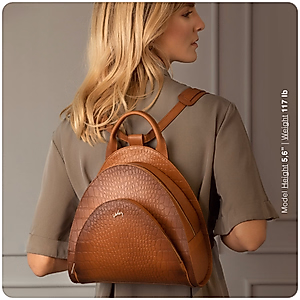 VELEZ Leather Mini Backpack For Women - Brown Shoulder Bag Purse