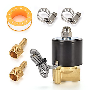 CGELE Brass Electric Solenoid Valve 12V 1/4"（inch） Pneumatic Air Valve Normally Colsed for Water Air Gas Fuel Oil