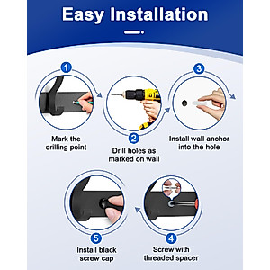 DECLUTTR 2 Pack Coat Rack Wall Mount, 5 Heavy Duty Wall Hooks for Hanging, Metal Wall Mounted Towel Rack Hat Rack for Mudroom Bathroom Entryway, Black