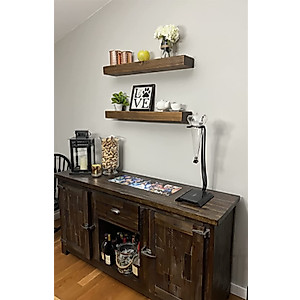 Joel's Antiques, Floating Shelf, Mountable, Rustic, Solid Wood, Pine, Medium Brown, Chunky, (3" x 7" x 36")