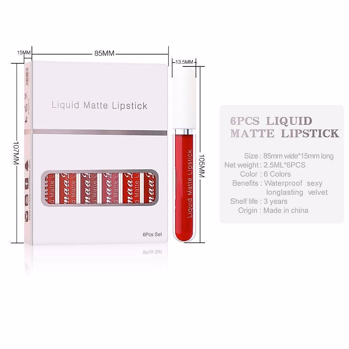 evpct CmaaDu 6Pcs Lipstick Matte Liquid Lipstick Lipgloss Set for Women, Dark Ruby Plum Wine Red Violet Purple Nude Beige Pink labiales mate 24 horas originales matte larga duracion 24 Hour Lipstick