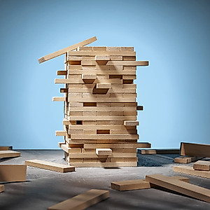 NiToy Wooden Plank Building Blocks 200PCS Sensory Toy for Kids, Montessori STEM Playset with Natural Pine Wood Creative Shapes for Educational Preschool Learning 3D Space Stacking Games for Boys Girls