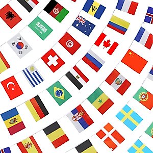 Anley 184Ft 200 Countries String Flag - International Bunting Banners for Party Decorations, Bars, Sports Clubs, School Festivals, Celebrations - 8" x 5", 200 Flags, 184 Feet