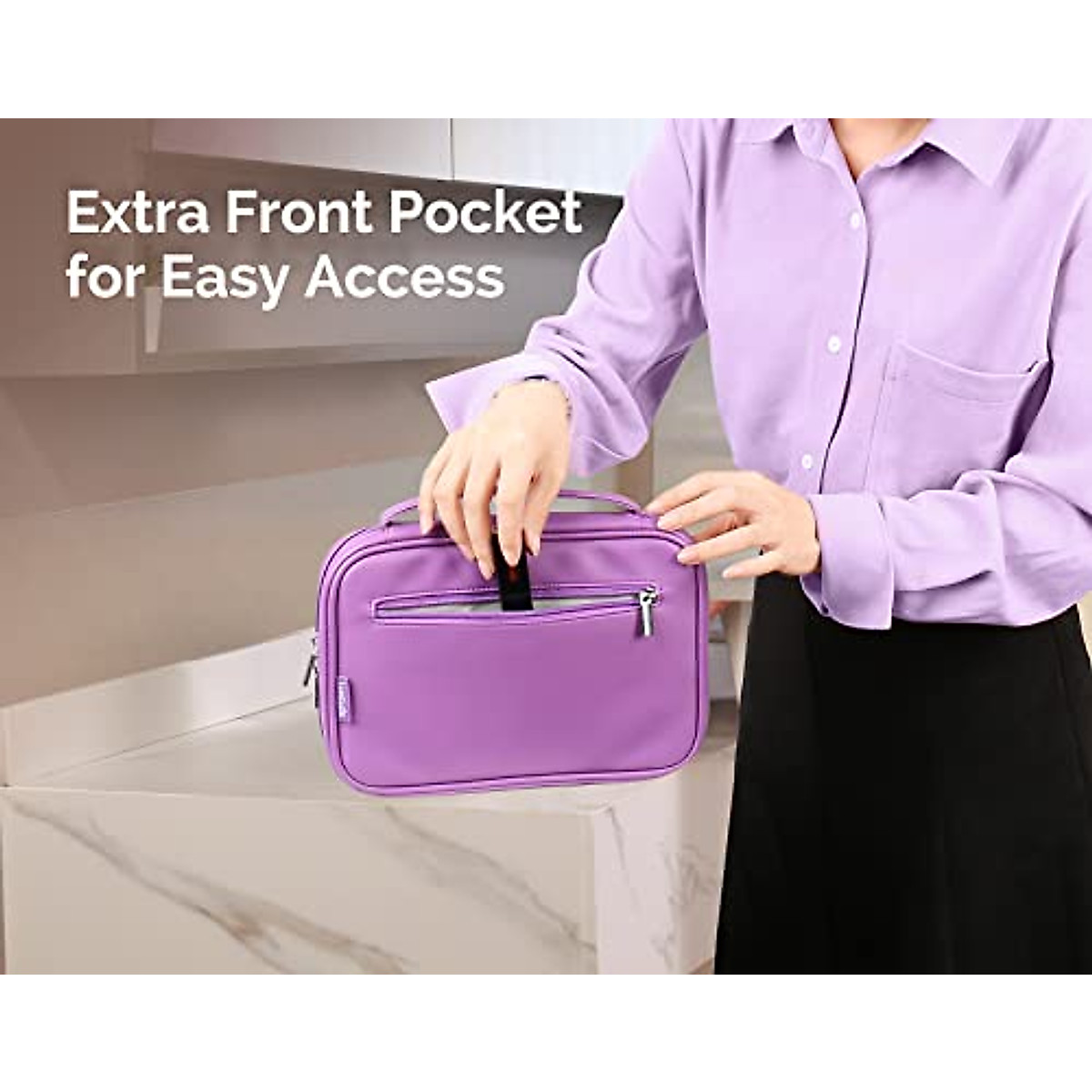 Luxtude Travel Jewelry Organizer Case PU Leather, Small Jewelry Storage Organizer Roll Bag for Women, Portable Large Capacity Jewelry Case for Necklaces, Earrings, Rings, Bracelets (Purple)