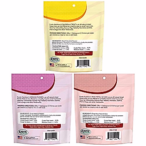 Exotic Nutrition Flower Treat 3 Pack - Healthy Assortment - Hibiscus, Calendula, Rose - for Squirrels, Guinea Pigs, Rabbits, Chinchillas, Prairie Dogs, Degus, Hamster, Gerbils, & Other Herbivores