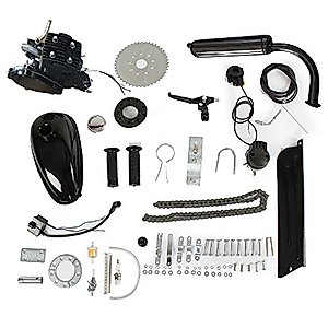 PEXMOR 80cc Bike Motor Kit, 2-Stroke Bicycle Engine Motorized Gas Bike Conversion Kit, Bicycle Motor Kit Cycle Gasoline Petrol Motor Refit Kit for 26-28" Bikes with V-Frame(Black)