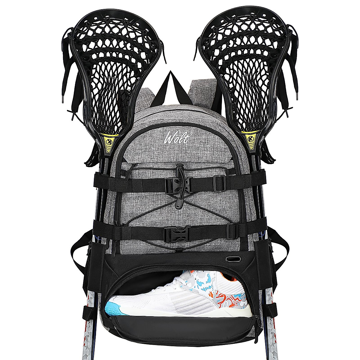 WOLT | Lacrosse Bag-Lacrosse Backpack with Two Sticks Holder-Large Field Hockey Bag Holds All Lacrosse Gears