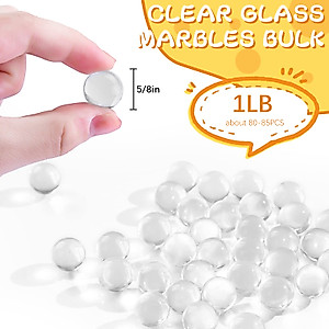FUTUREPLUSX Clear Glass Marbles, 1LB Round Marble Beads Transparent Vase Fillers Decorative Glass Gem Pebbles for Decoration Collectibles Marble Games