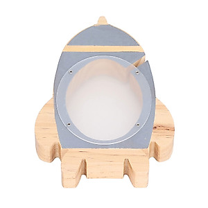 BuyWeek Piggy Bank, Wooden Spaceship Hollow Money Bank Educational Kids Saving Box for Kids Boys Girls Gift Gray
