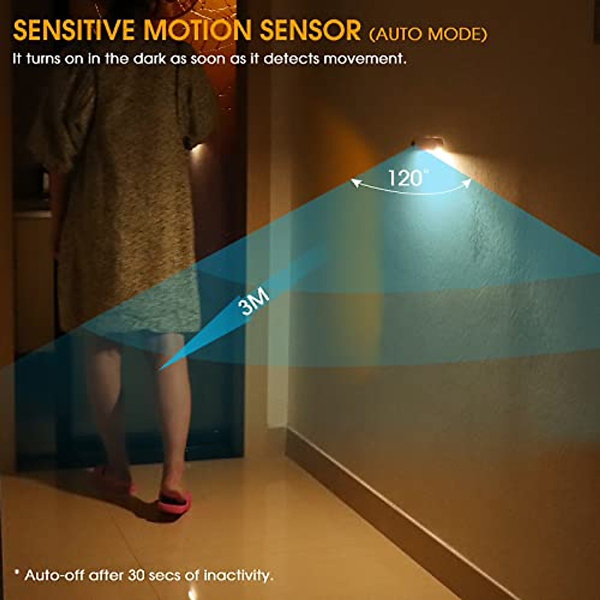 AIMILAR Rechargeable Motion Sensor Night Light Dimmable LED Night Lights for Kids Bedrooms USB Chargeable Magnetic Nightlights for Kids Room Bathroom Cabinet Closet Hallway (2 Pack) (White)