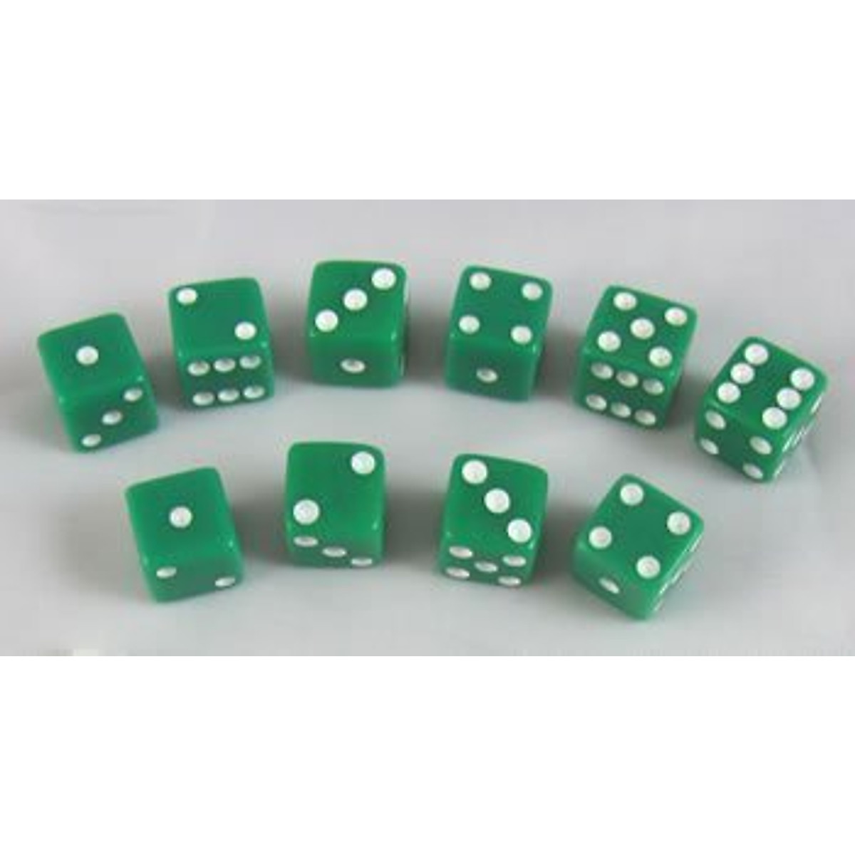 8mm Opaque Green with White Pips 10 Set by Koplow Games