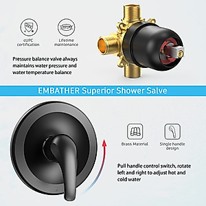 EMBATHER Tub and Shower Faucet Set, Dual Shower Head with Bathtub Faucet Set, Single-handle Control Shower Valve and Trim Kit, Matte Black