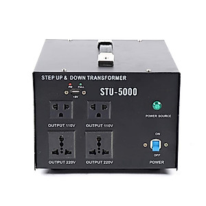 5000 Watt Voltage Converter Transformer- Heavy Duty Step Up & Step Down Power Converter, Convert 110-120V to 220-240V OR 220-240V to 110-120V– DC 5V USB Port(Four sockets)