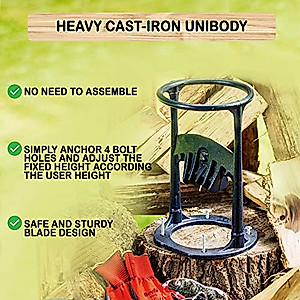 MCC Log Splitter with Hammer, Cast Iron Wood Splitter, Durable Wedge Kindling Cutter, Kindling Splitting for Firewood, Manual Log Splitter Comes with Safety Tools (Work Glasses and Gloves)