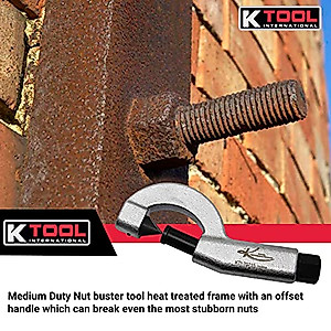 K Tool International 70715 Universal Automotive Nut Splitter Tool for Garages, Repair Shops, and DIY, Splits Nut Sizes 1/8"-15/16", 360 Degree Rotating Cutter, Heat Treated Drop Forged Frame, Silver