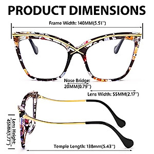 FEISEDY Women Oversized Square Blue Light Blocking Glasses Anti Eyestrain Cat Eye Fashion Eyewear B2956