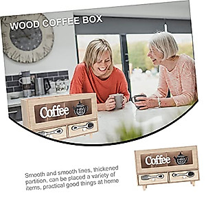 HANABASS Box Coffee Storage Box Flatware Storage Box Desktop Decor Woodsy Decor Utensil Rack Kitchen Gadgets Organizer Utensil Drying Rack Coffee Case Cutlery Box Wood Storage Box Supplies