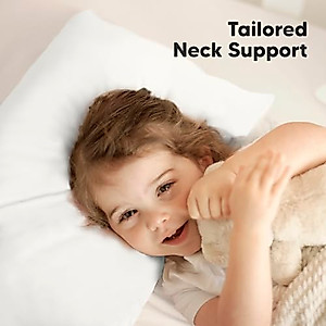 KeaBabies Toddler Pillow with Pillowcase, Jumbo 14X20 - Soft Organic Cotton Toddler Pillows for Sleeping - Machine Washable - Perfect for Travel, Toddler Bed Set (Soft White)