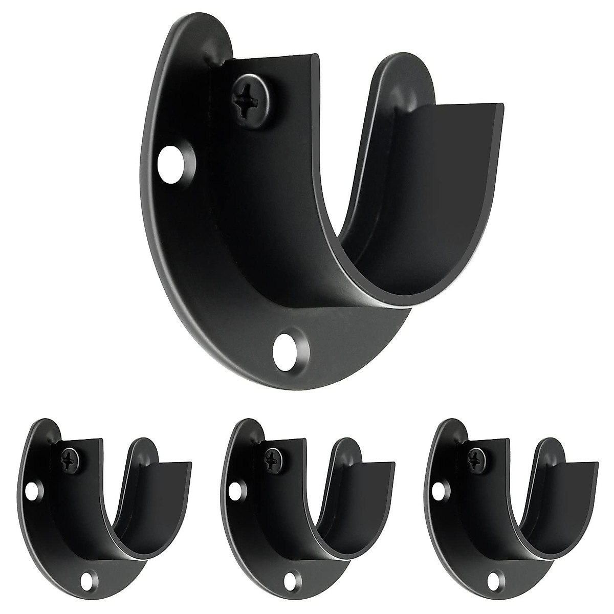 Closet Rod Brackets 1 Inch Heavy Duty Metal Closet Rod End Support Pole Sockets Wardrobe Flange Set Black Closet Rod Holders U Shaped Stainless Steel Shower Curtain Rods Holder 4 Pack