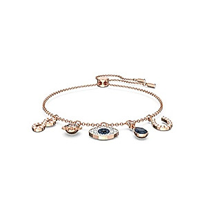 SWAROVSKI Women's Symbolic Evil Eye Charm Bracelet, Blue & White Crystal, Rose-Gold Tone Plated, One size