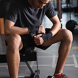 HiRui 2 Pack Wrist Compression Strap and Wrist Brace Sport Wrist Support for Fitness, Weightlifting, Tendonitis, Carpal Tunnel Arthritis, Pain Relief-Wear Anywhere-Adjustable (Black)