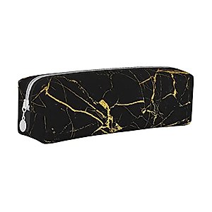 Black Gold Marble Pencil Case Boys Girls Portable Pen Bag Small Simple Pencil Pouch Holder with Zipper Work Home Travel