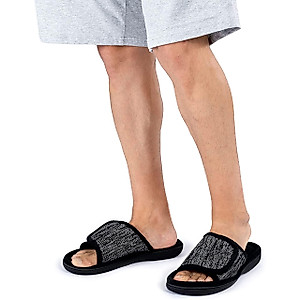 RockDove Men's Adjustable Wrap Memory Foam Slide Slipper, Size 11-12 US Men, Black