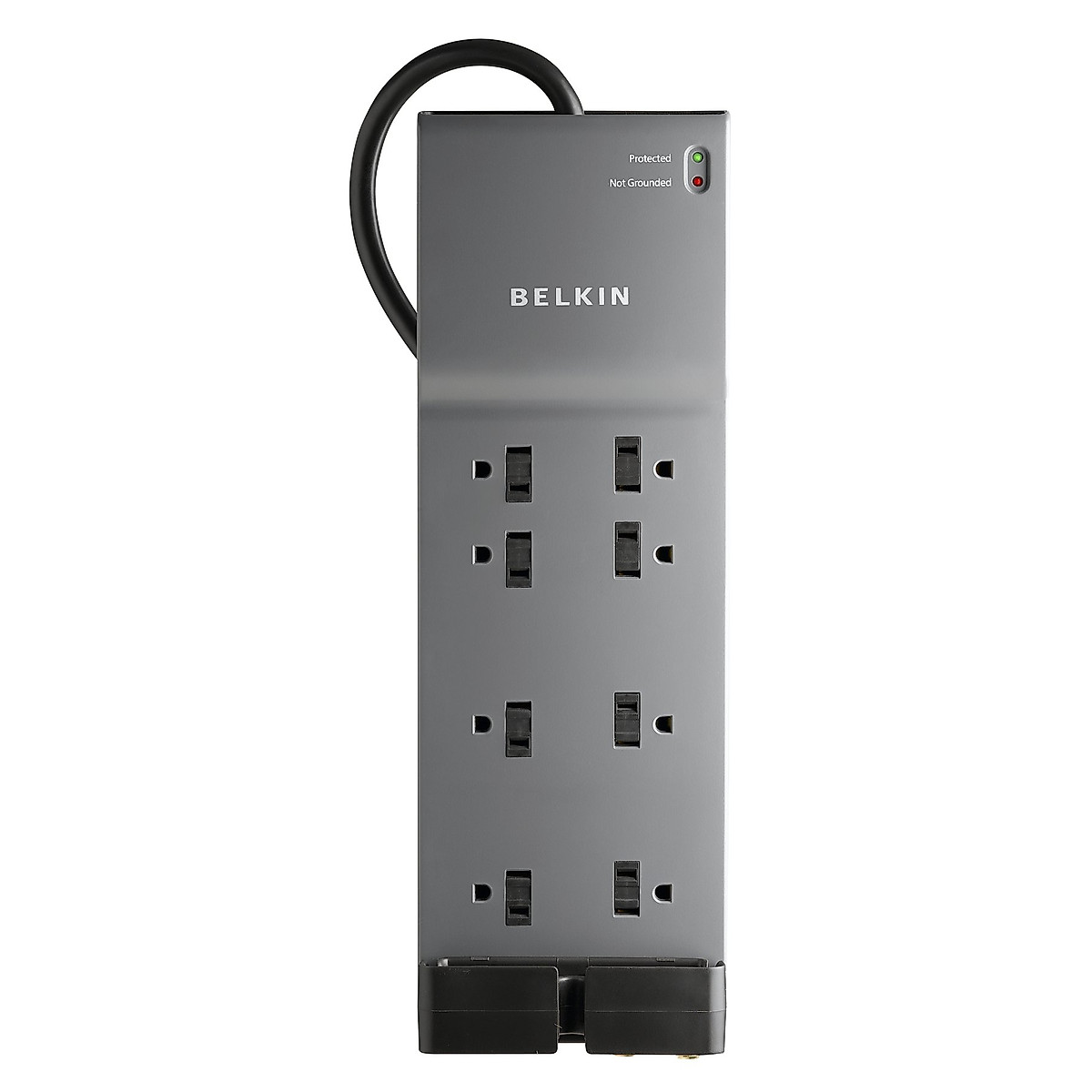 Belkin BE108230-06 8-Outlet Power Strip Surge Protector w/Flat Plug, 6ft Cord (3,550 Joules),Black & 12-Outlet Power Strip Surge Protector w/ 8ft Cord (3,940 Joules), Gray