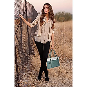 Scioltoo Tote Purses for Women 15.6 In Canvas Teacher Shoulder Bag With Zipper Women's Large Handbags Purse Bag for Work and Travel with Pockets Green