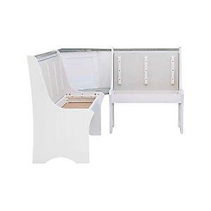 Riverbay Furniture Coastal Wood Corner Dining Nook in Gray