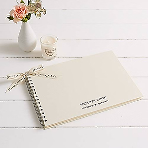ANGEL & DOVE Large Condolence Memory Book & 2 Signs Set, Ivory, 12" x 8" - for Funeral, Celebration of Life