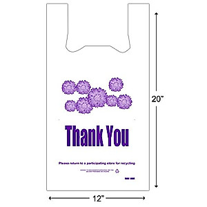 ROYALHOUSE Purple Flower Thank You Plastic t-Shirt Bags - 308 pcs/roll