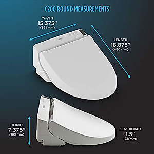 TOTO SW2043R#01 C200 Electronic Bidet Toilet Cleansing Water, Heated Seat, Deodorizer, Warm Air Dryer, and PREMIST, Round, Cotton White
