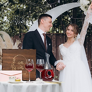 AW BRIDAL Wedding Wine Decanter Set Engraved Mr & Mrs Wine Glasses Wedding Gifts Bridal Shower Gifts Engagement Gifts for Couples