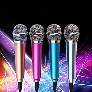 Galand Mini Portable Vocal/Instrument Microphone,3.5mm Condenser Microphone Phone Karaoke Mic with Stand for iPhone Android Rose Red