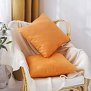 WLNUI Set of 2 Fall Orange Pillow Covers 24x24 Inch Rustic Linen Decorative Square Throw Pillow Covers Cushion Case for Sofa Couch Home Farmhouse Decor