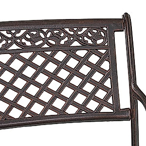 Christopher Knight Home Sebastian Outdoor Antique Cast Aluminum Sector Bench, Shiny Copper